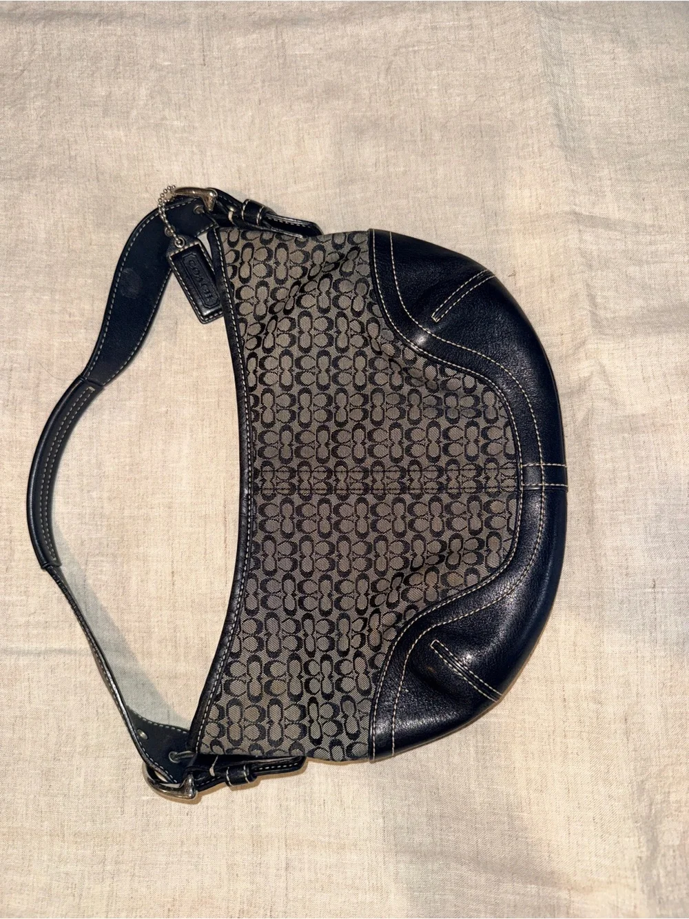 Coach | Bags | Coach Black And Brown Signature Canvas Shoulder Bag ...